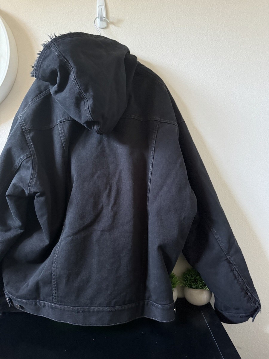 Balenciaga Denim Hooded Jacket With Fur Lining - New - Size Balenciaga Denim Hooded Jacket With Fur Lining - New - Size