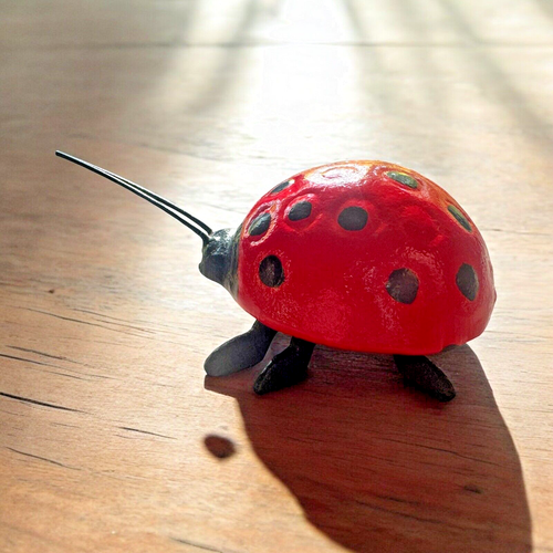Ladybug Cast Iron Painted Figurine - Vintage Home & Garden Decor ...