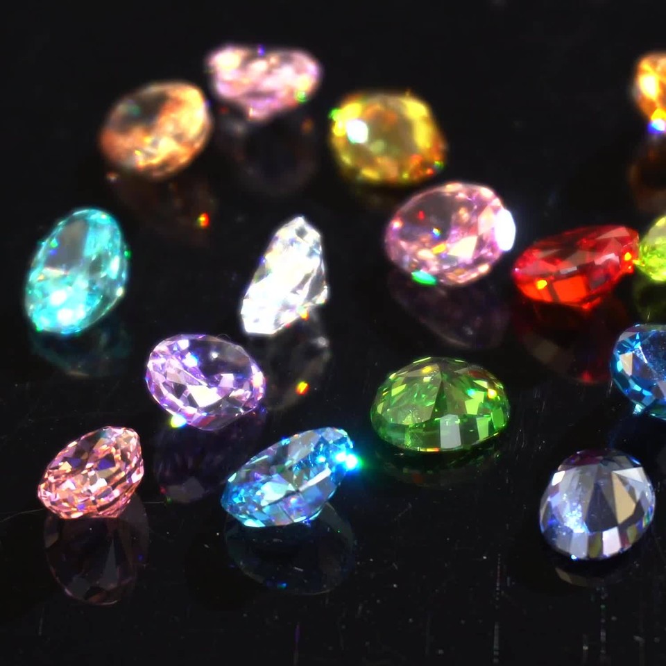 Oval Crushed Ice Cut Cubic Zircon CZ Stone Yellow Pink High Carbon ...