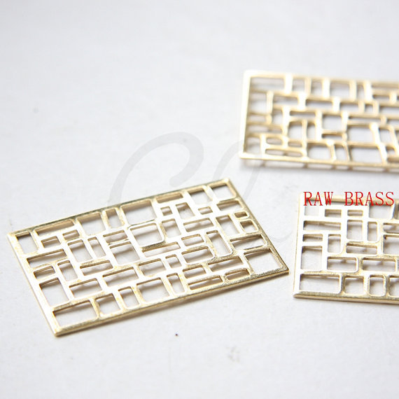 10 Pieces Raw Brass Filigree Rectangle Link - 46x29mm (3119C) | eBay