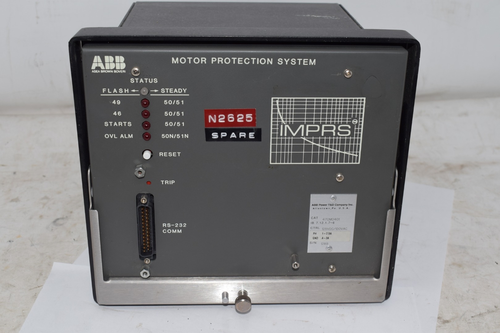 ABB 470M0401 IMPRS Motor Protection System Module 125VDC 120VAC | eBay