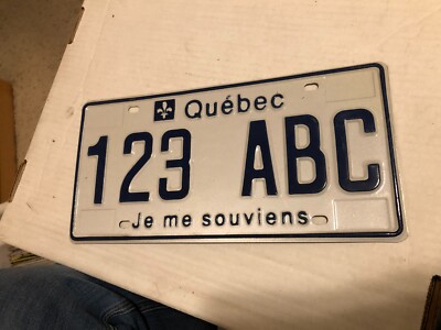 Quebec sample license plate 123 ABC | eBay