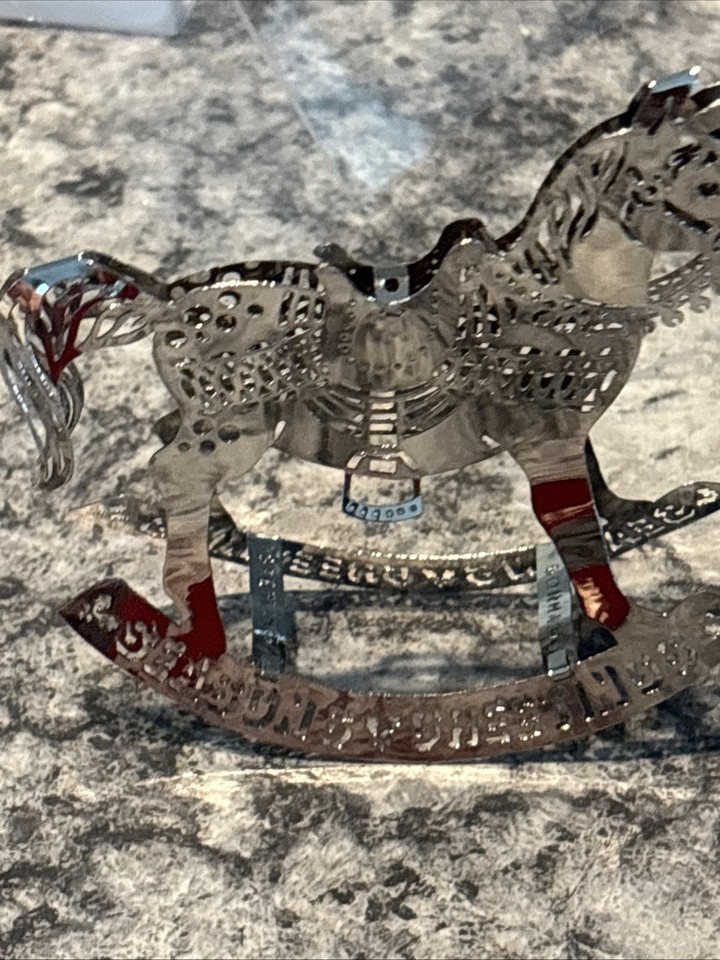 1979 Gorham Pierced Sterling Silver Christmas Rocking Horse Ornament, w ...