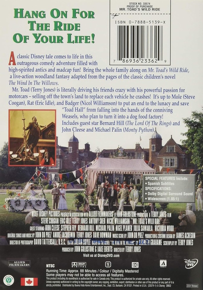 Mr. Toad's Wild Ride (DVD) | eBay