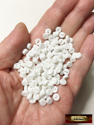 M00811-WHITE-FS MOREZMORE 50 Tiny 6 mm 6mm Miniature Buttons Mini Doll ...