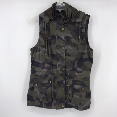 YMI Collection Vest Womens Small Green Jacket Snap Full Zip Camouflage ...