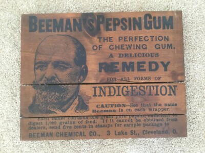 Vintage “Beeman’s Pepsin Gum” wood sign | eBay