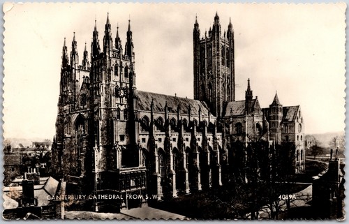 England UK, 1965 Canterbury Cathedral from S.W., Oldest Church, Vintage ...