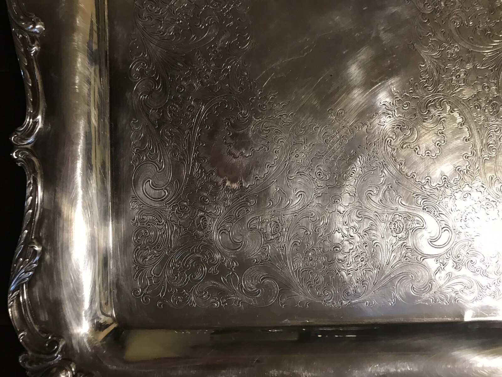 Vintage Silver Plated Tray Rectangular Handles Silverplate Rustic L 21 ...