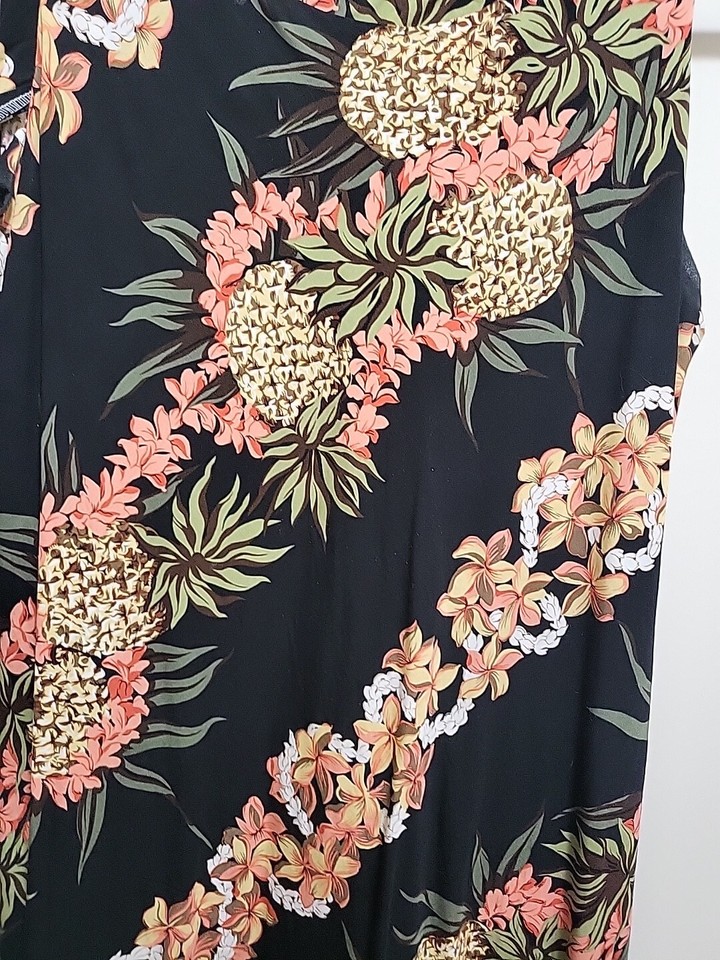 Hilo Hattie Hawaiian Pineapple Floral Sleeveless Shift Luau Dress Size ...
