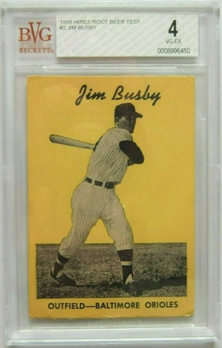1958 Hires Root Beer Test Issue Jim Busby Baltimore Orioles BVG VG-EX 4 ...