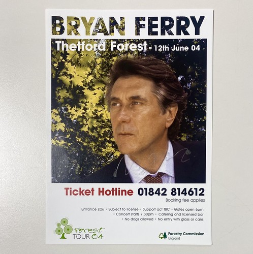 Bryan Ferry Signed Autograph Thetford Forest Norfolk Concert Flier 2004 ...