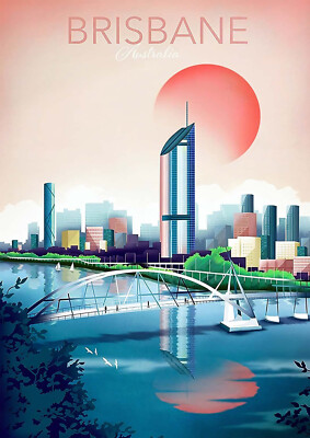 Brisbane City Australia SIZE A3 WALL PRINT TRAVEL POSTERS, PRINT ...
