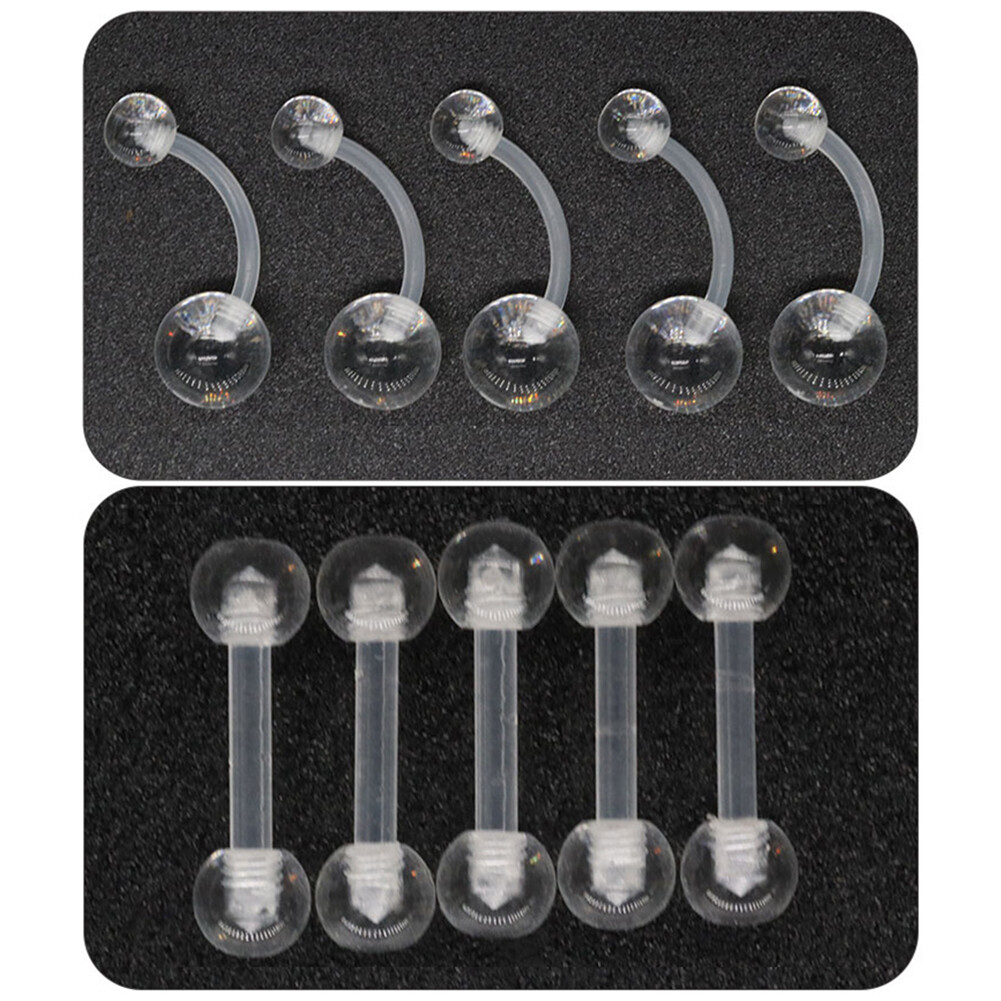 60pcs Daily 10 Styles Lip Ear Flexible Clear Piercing Retainer Set ...