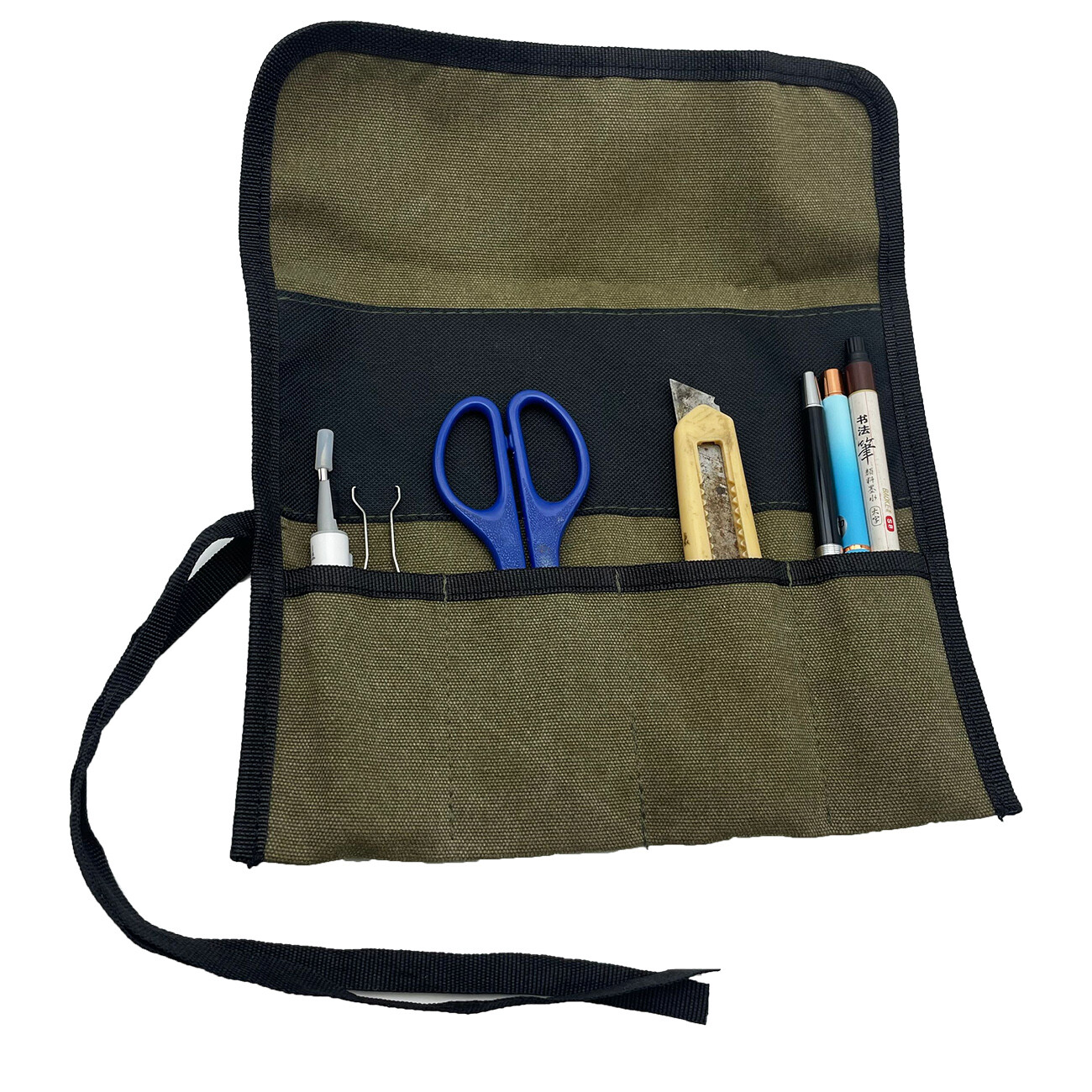 Portable Roll up Tool Bag Multiple Pockets Multi-Purpose Small Canvas ...