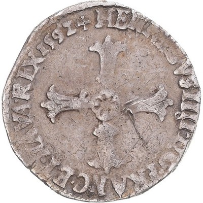 [#344089] Coin, France, Henri IV, 1/4 Ecu, 1592, Rennes, VF, Silver ...