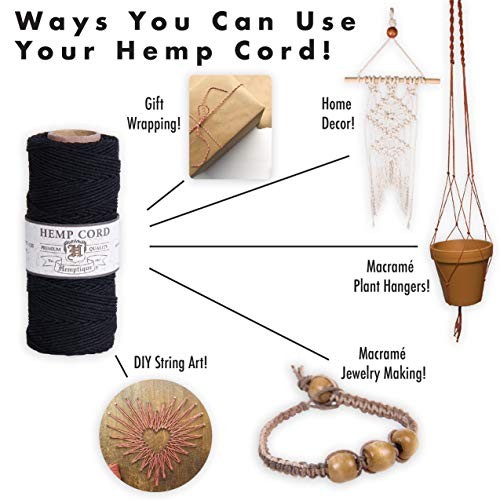 Hemptique 100% Hemp Cord Spool - 62.5 Meter Hemp String - Made with ...