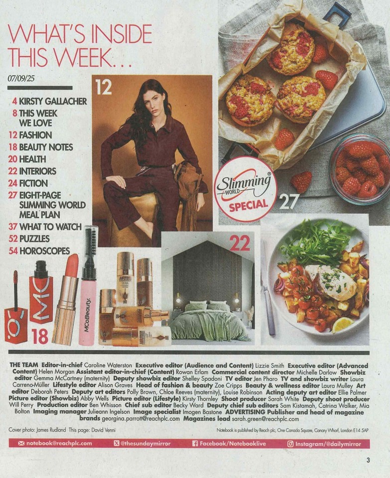 UK Sunday Mirror Notebook Magazine Kirsty Gallacher, Brian Conley ...