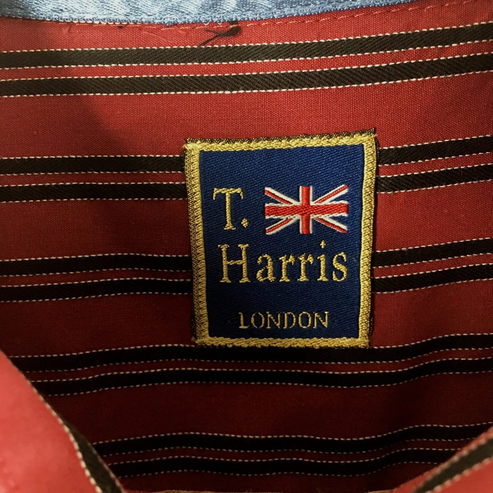 T Harris London Men's Dress Shirt XL Button Down Long Sleeve Red Black ...