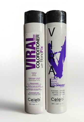 Celeb Luxury Viral Extreme Purple Color Wash Shampoo & Conditioner New ...