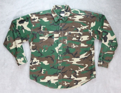Men's Codet Camo Long Sleeve Button Up Flannel Shirt Made in USA XL | eBay