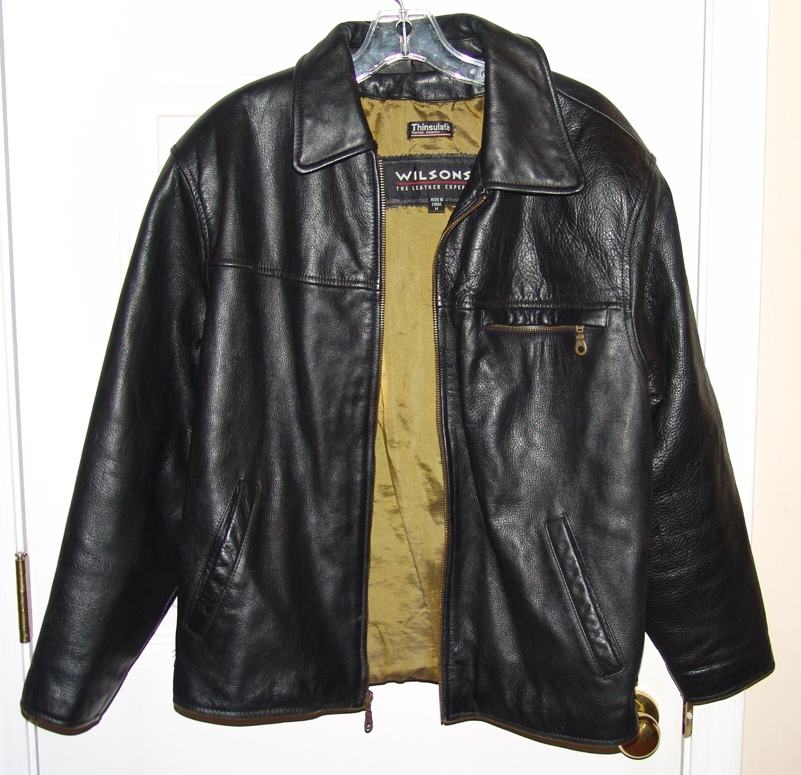 Wilsons Black Leather Jacket M Thinsulate Lining Mens… - Gem