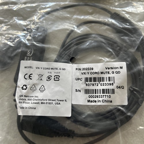 VXi 202972, Y Cord-V with inline mute , New Lot Of 4 | eBay