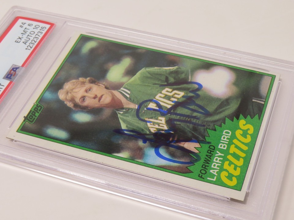 Larry Bird CELTICS HOF Signed Autograph 1981 Topps RC Card # 4 PSA 10 ...
