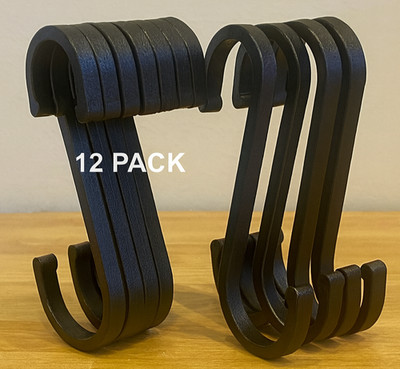 12 Pack Heavy Duty S Hooks Black Large Flat Metal Hanging S Shaped ...