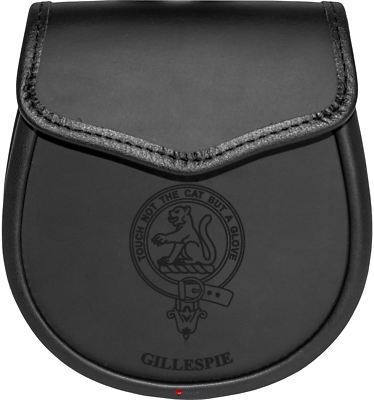 Gillespie Leather Day Sporran Scottish Clan Crest | eBay UK
