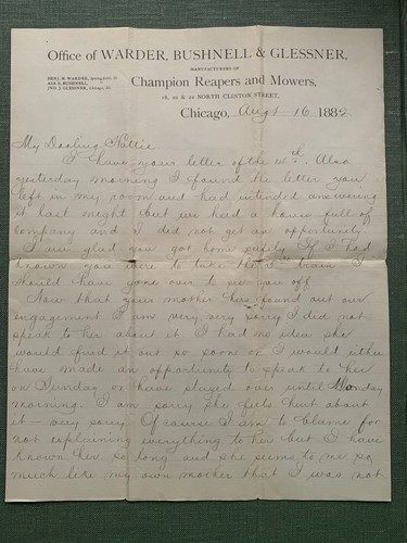1882 CHICAGO IL LETTER CHAMPION REAPER MOWER LETTERHEAD WARDER/BUSHNELL ...