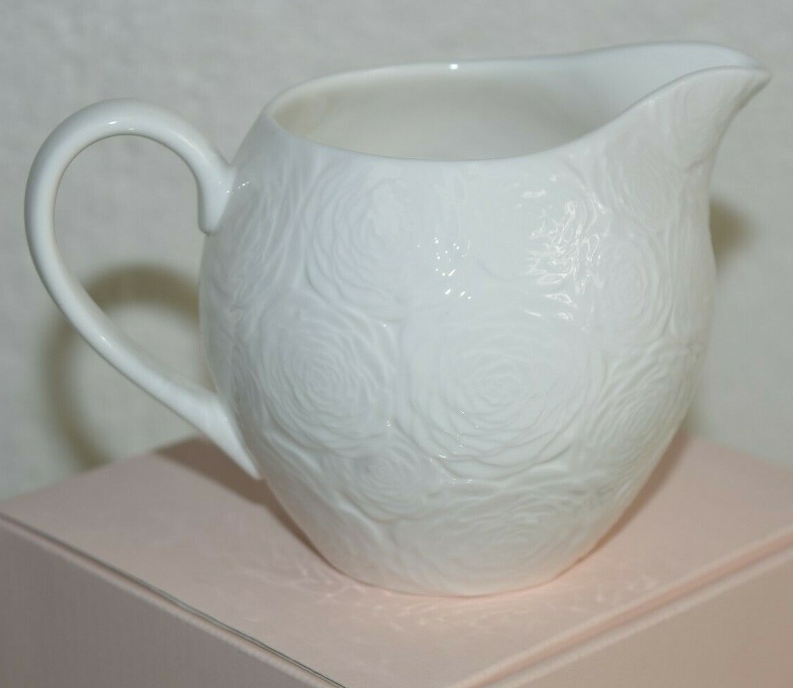 $75 NEW in BOX Lenox Marchesa ROSE CREAMER textured Roses White | eBay