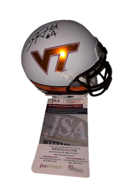Virginia Tech Hokies DeAngelo Hall Signed Auto Wht Effect Mini Helmet ...