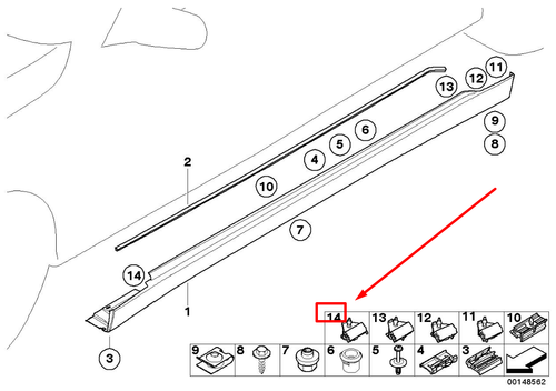 BMW 7 E66 Side Skirt Clip 7160452 51117160452 NEW GENUINE | eBay