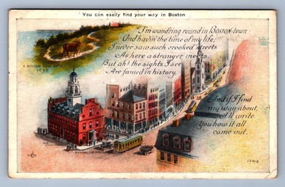 Postcard Vtg Massachusetts Easily Find Your Way In Boston Poem Poetry ...