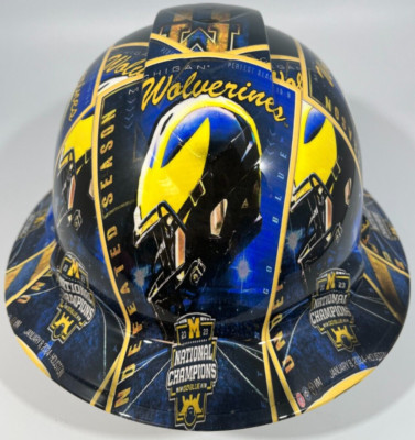 New Full Brim Hard Hat Custom Hydro Dipped MICHIGAN WOLVERINES NATIONAL ...