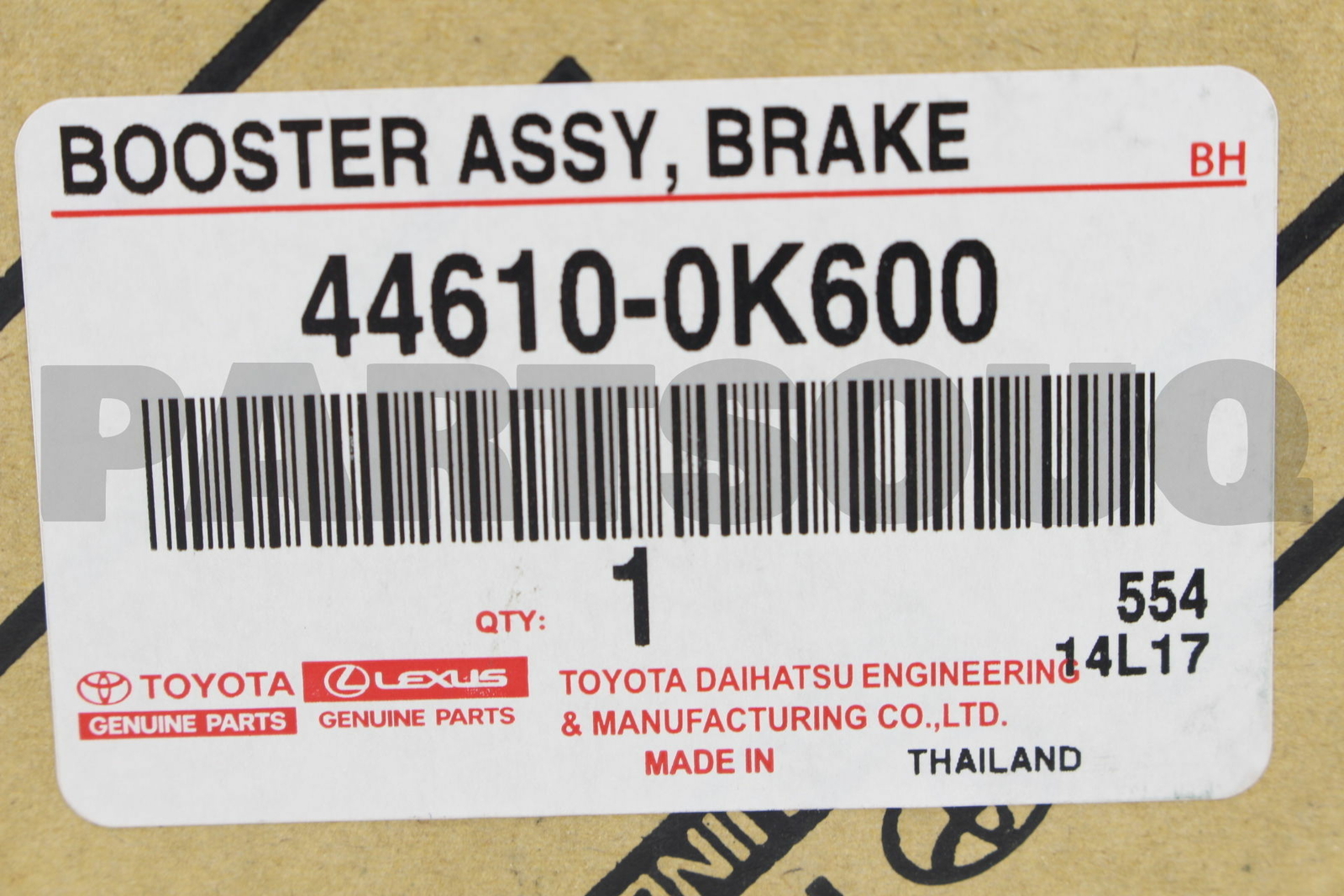 446100K600 Genuine Toyota BOOSTER ASSY BRAKE 44610-0K600 | eBay