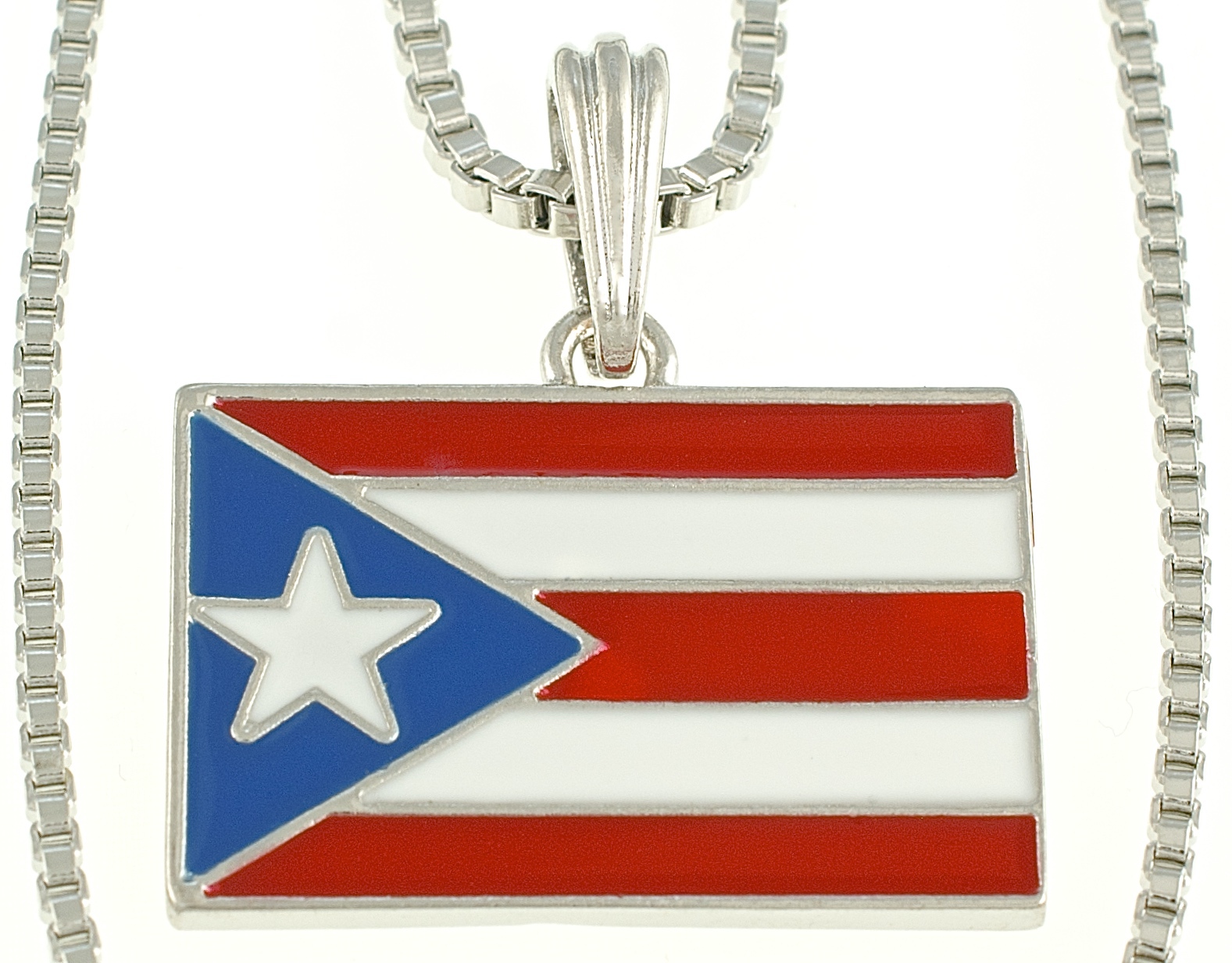 Puerto Rico Flag New Two Pendant Necklaces Set 24 & 30 Inch Box Link ...