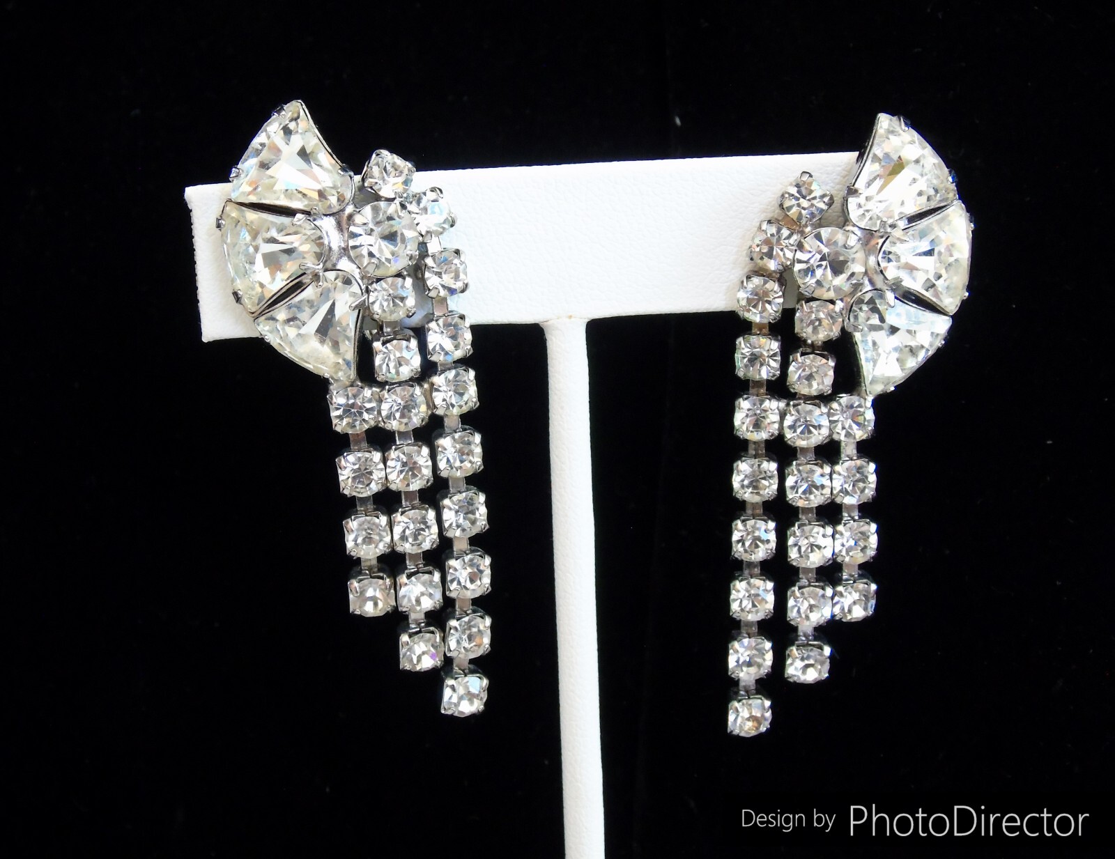 Vintage Eisenberg ELEGANT Trillion Cut Crystal Rhines… - Gem