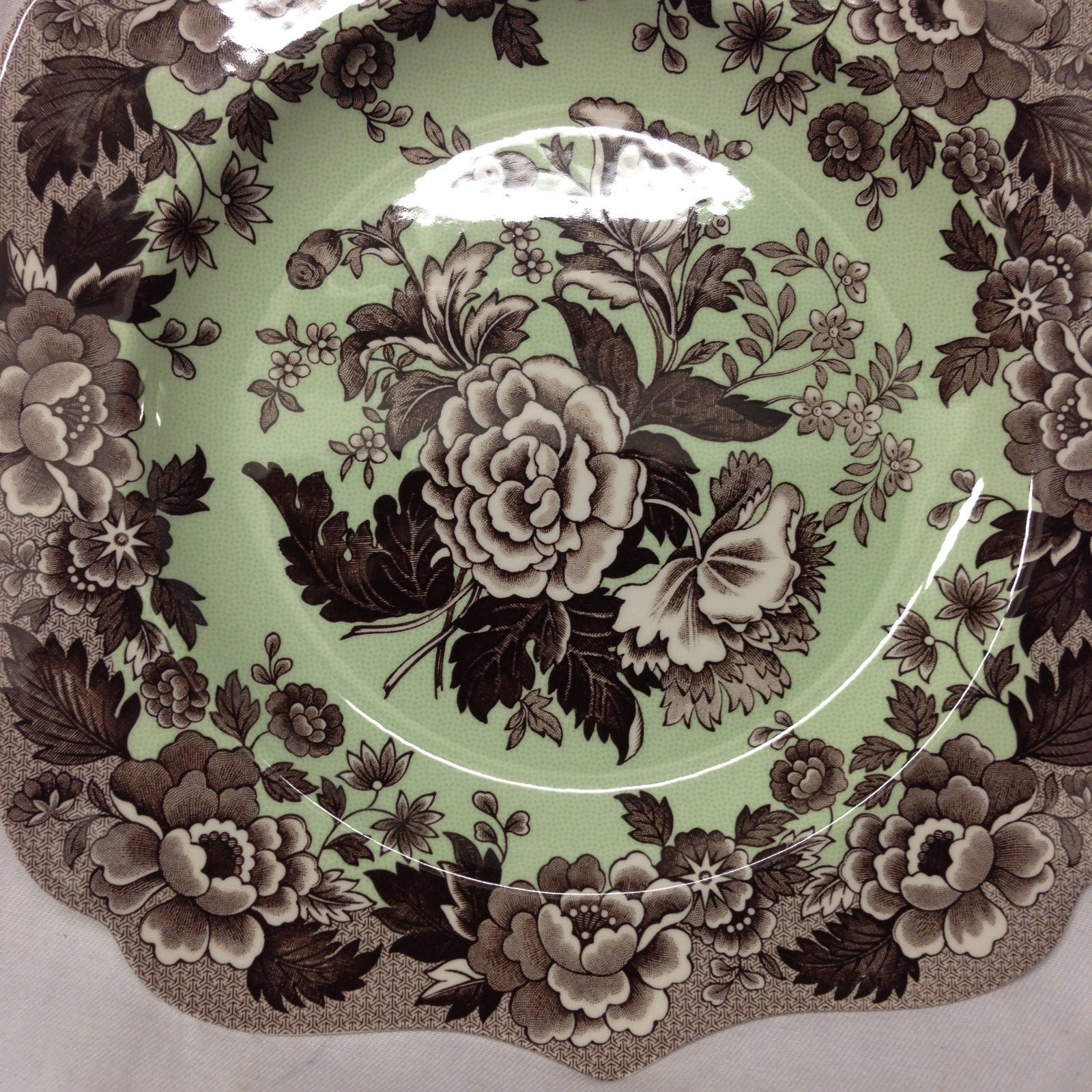 SPODE BLUE ROOM GARDEN COLLECTION SQUARE FANCY SALAD PLATE 9" BROWN ...