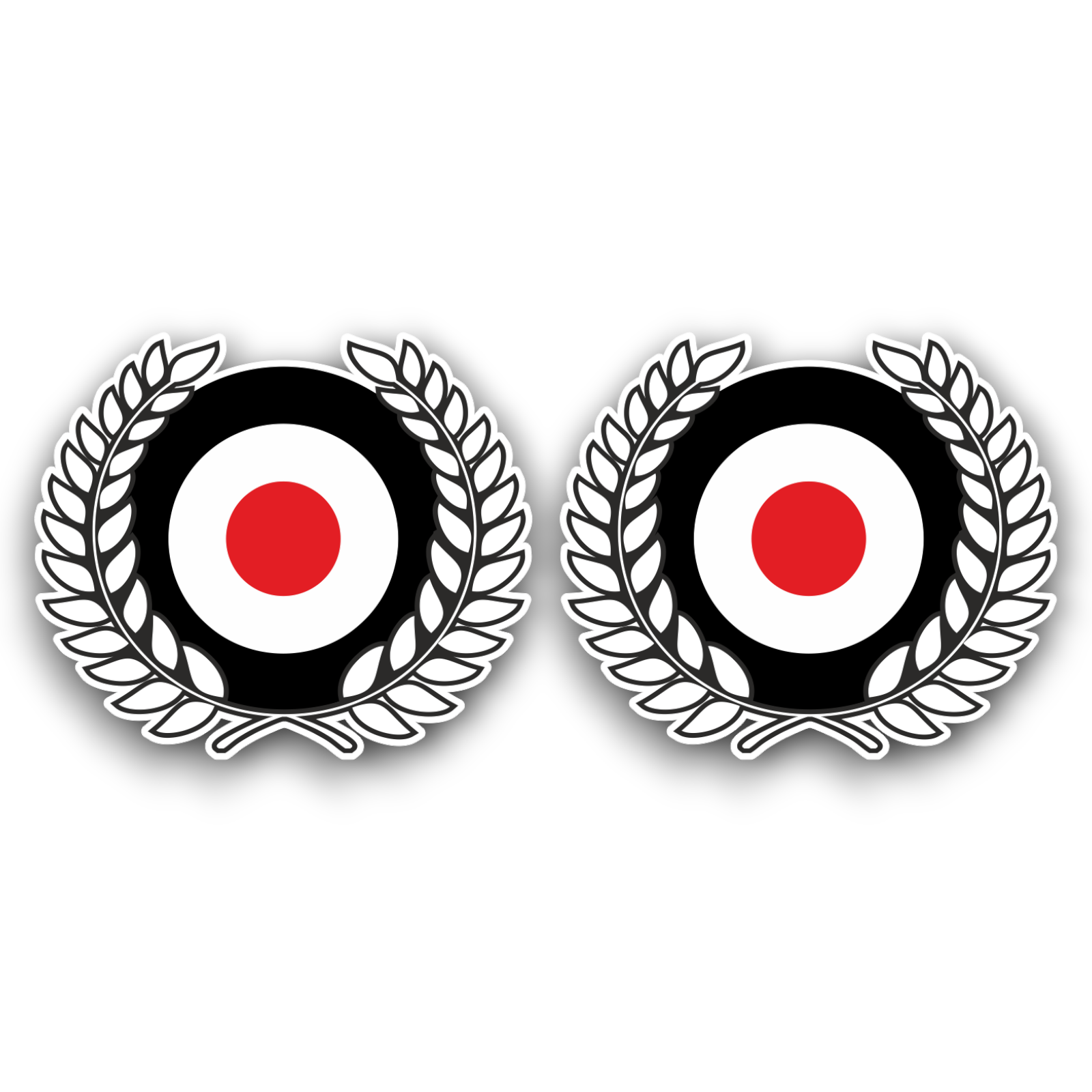 2x Small Black & Red RAF Mod Target Wreath Vinyl Sticker Decal Scooter ...