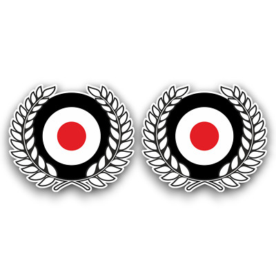 2x Small Black & Red RAF Mod Target Wreath Vinyl Sticker Decal Scooter ...