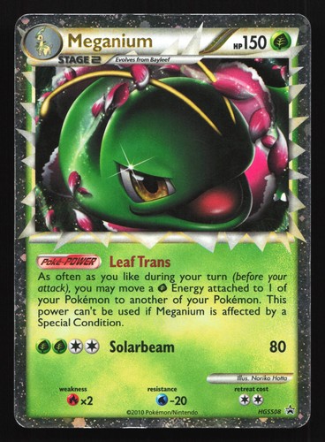 Pokemon Meganium Prime HGSS08 HeartGold SoulSilver Black Star Promo HP ...