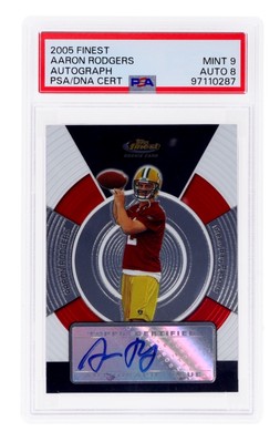 2005 Finest Aaron Rodgers Auto #151 /299 PSA 9 AUTO 8 Rookie RC GB ...