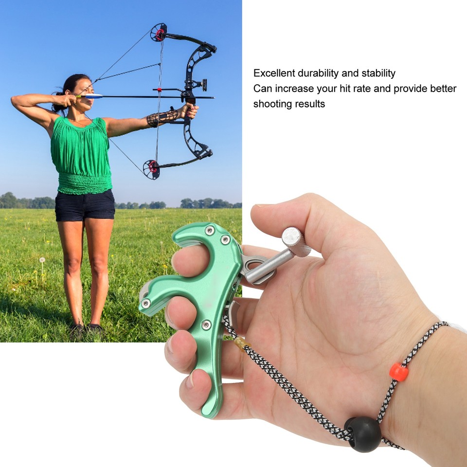 ﹣4 Finger Archery Release Aid Grip Aluminum Alloy Compound Bow Thumb ...