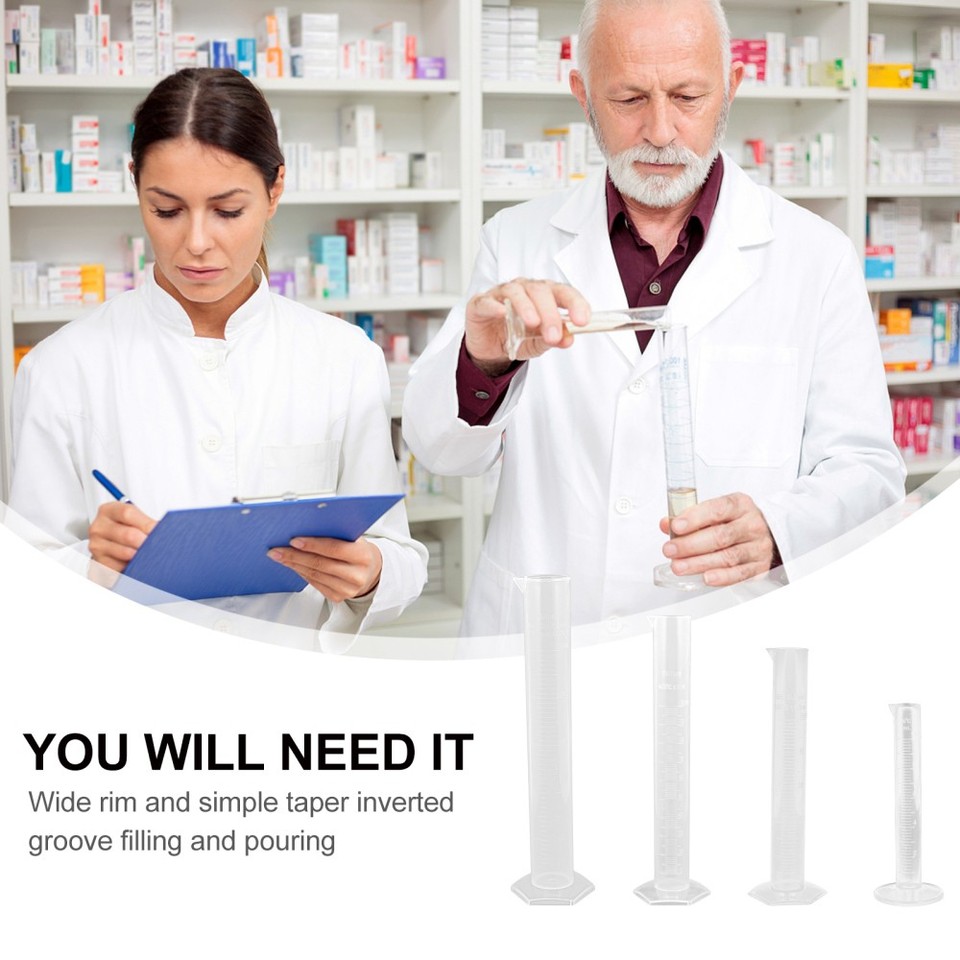 4pcs Transparent Plastic Graduated Tube Liquid Measurement Graduated ...