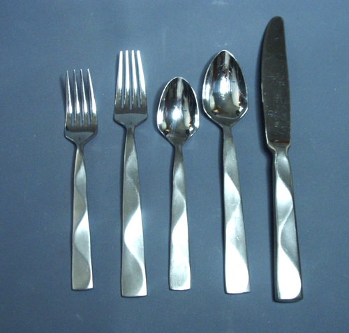 5 Dansk ORIGAMI frosted Pattern table setting for1 Stainless spoon/fork ...