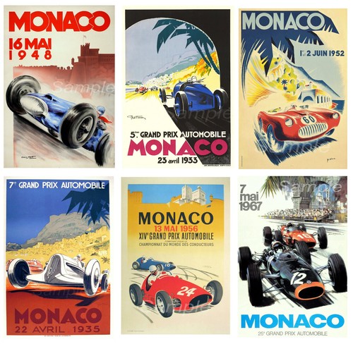 VINTAGE MONACO GRAND PRIX WALL ART PRINTS A2 / A3 / A4 | eBay UK
