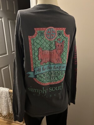 Simply Southern Dog Long Sleeve T Shirt Size M Gray Pink Bow Tie Logo ...