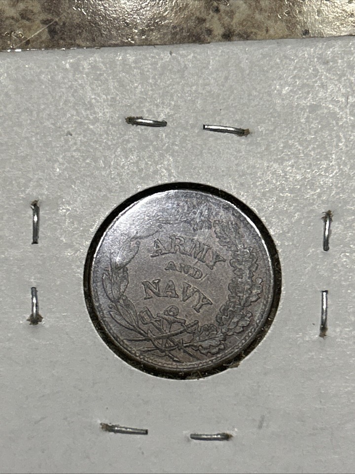 1863 CIVIL WAR TOKEN, "ARMY AND NAVY", "THE FLAG OF OUR UNION", CWT UNC ...